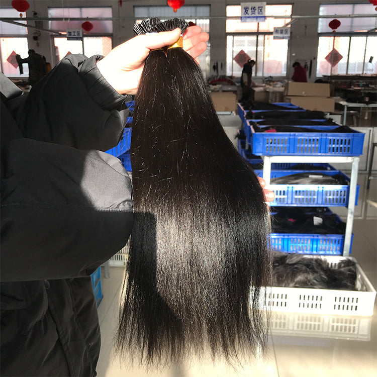 Virgin Light Yaki I-Tip Hair Extensions Wholesale Price – HoomyHair